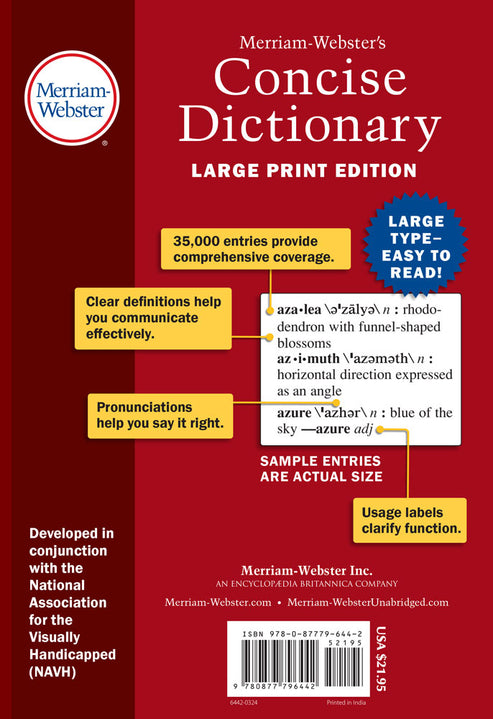Merriam-Webster's Concise Dictionary, Large Print Edition – Merriam ...