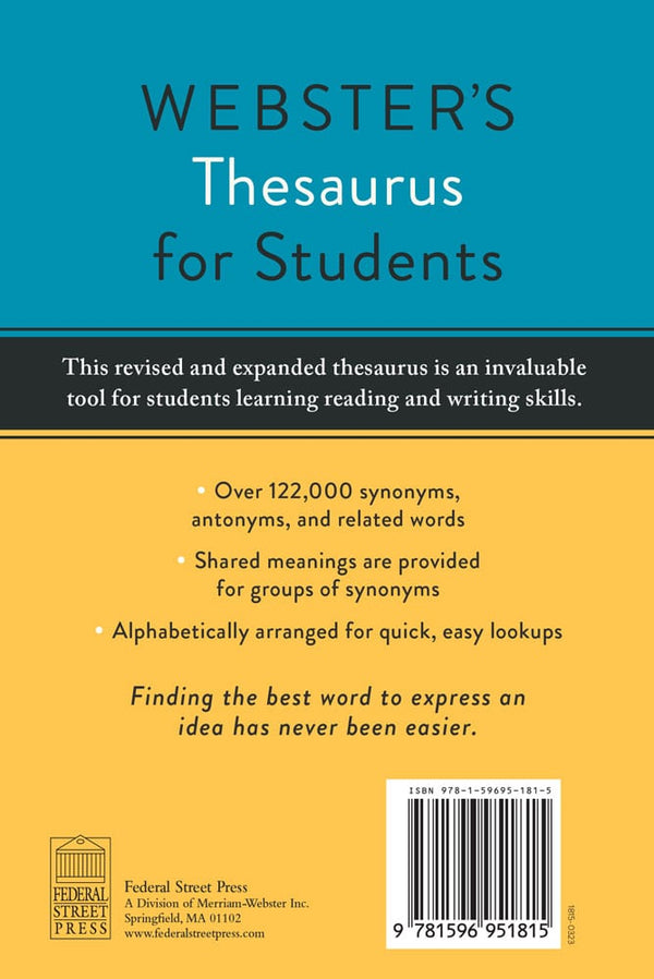 Webster's Thesaurus for Students, Fourth Edition – Merriam-Webster Shop
